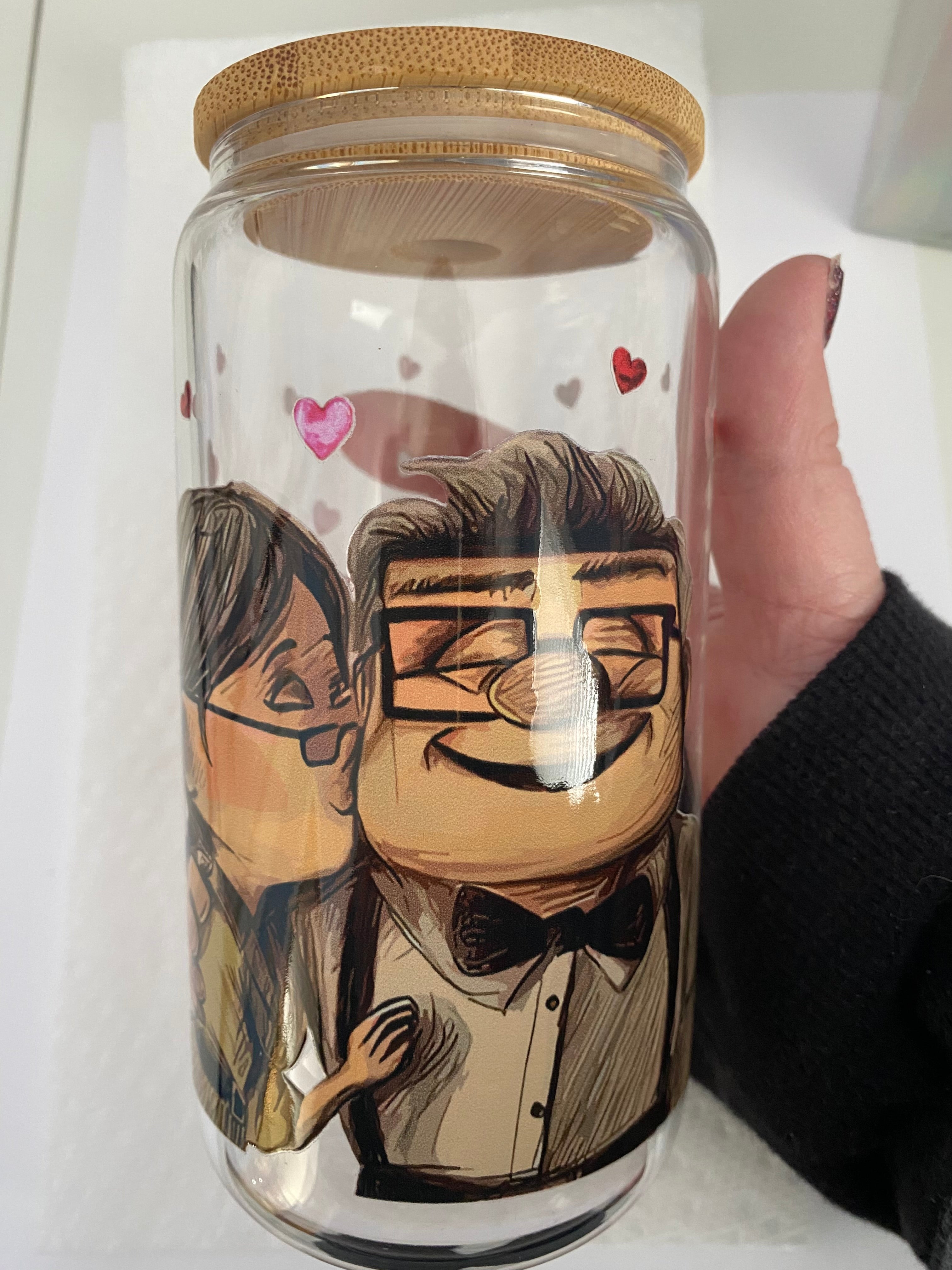 Carl and Ellie Glass Can Cup – Thunderbird Lane Custom Dip Powder